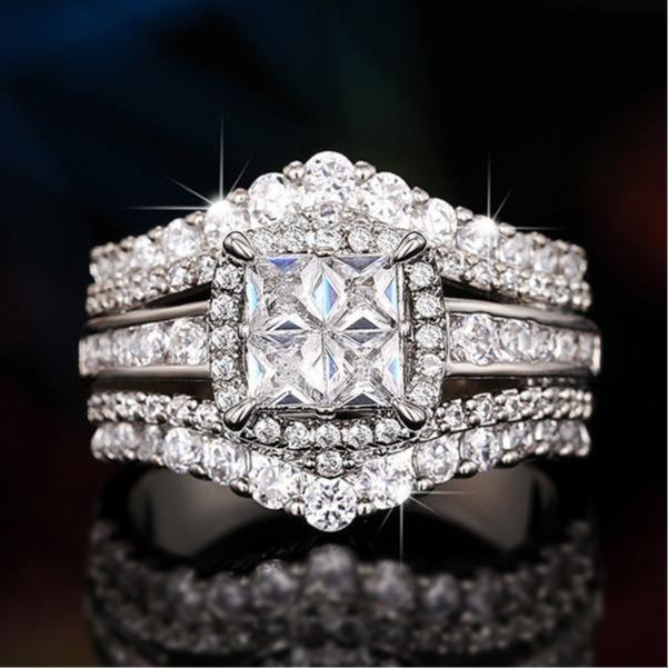 JJ CHIC Square Five-in-One Ring for Women, S925 Sterling Silver ...