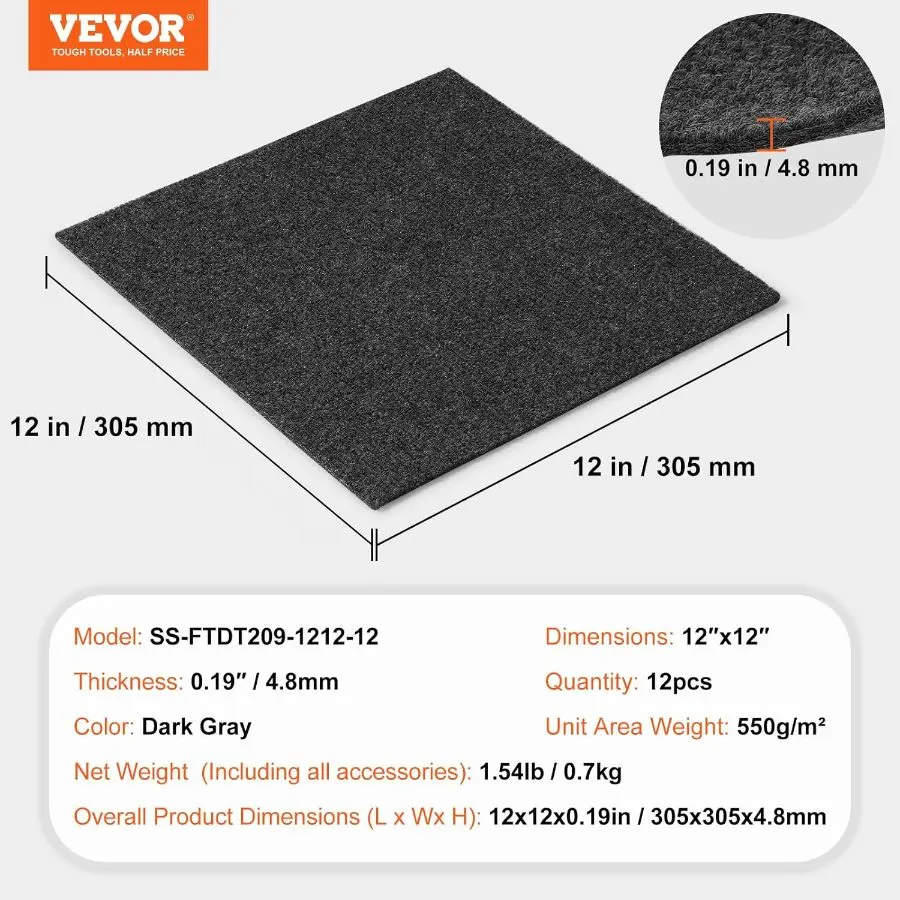VEVOR Carpet Tiles Peel and Stick, 12x 12 Self Adhesive Carpet Floor ...