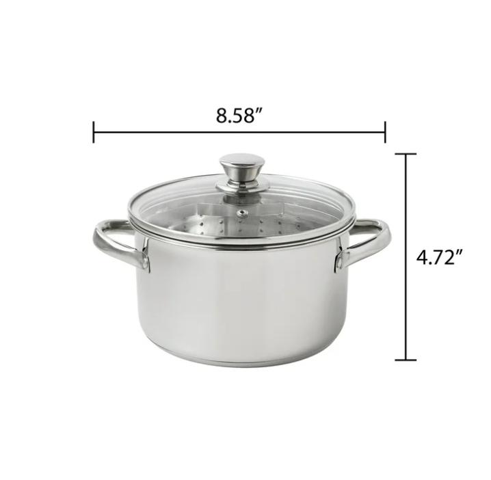 4 Quart Stainless Steel Steamer with Glass Lid - Multi-Functional ...