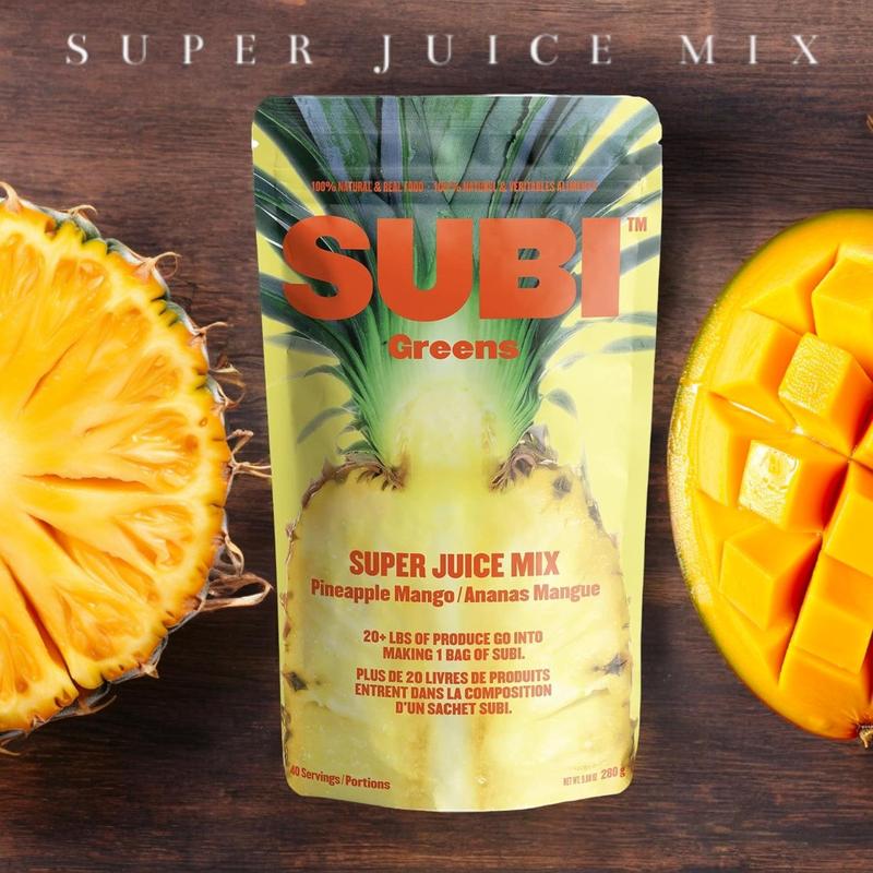 SUBI Super Juice Mix, 40 Day Pack, Green Powder, Pineapple Mango ...