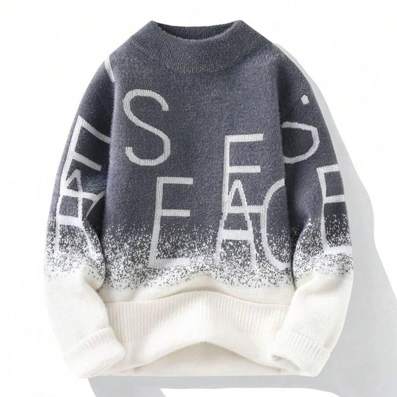 Semi-Turtleneck Sweater Men's Autumn And Winter Contrasting Colors ...