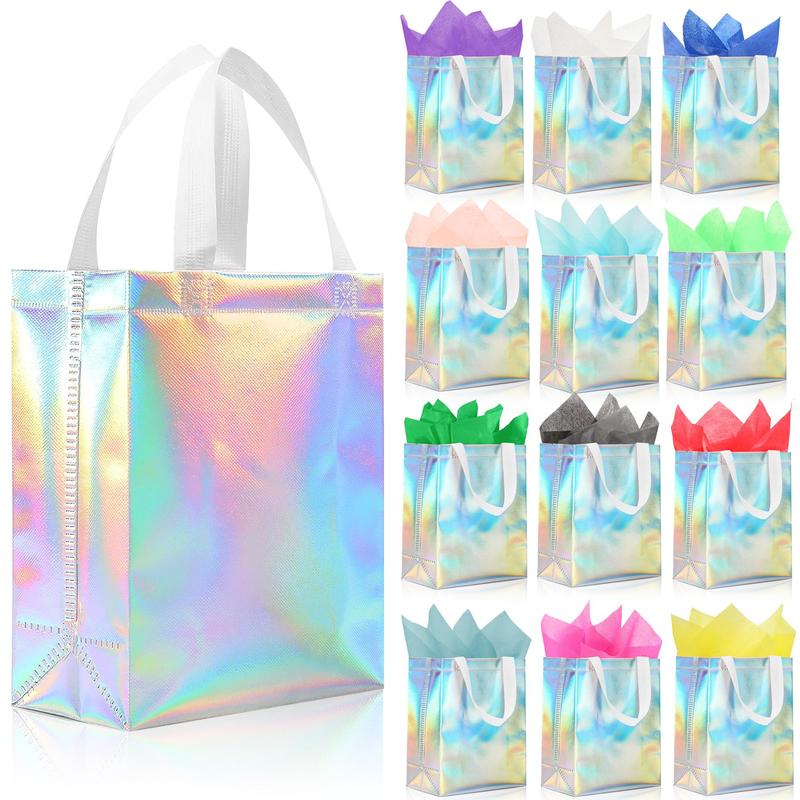 Colorful Gift Bag with Handle, Reusable Gift Wrapping Bag, Gift ...