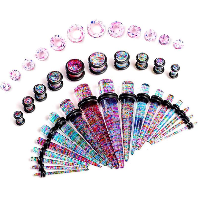 48pcs Ear Stretching Kit Set : Acrylic Tapers and Plugs with Double O ...