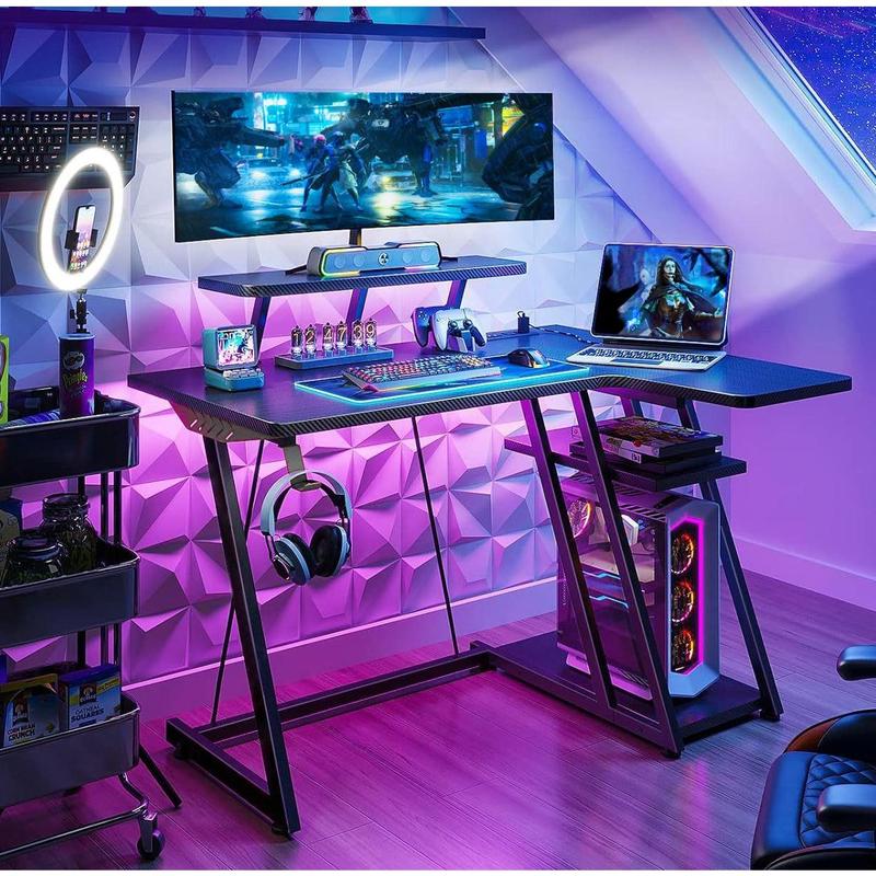 Mr IRONSTONE Gaming Desk with Power Outlets, 39 Inch L Shaped Gaming ...