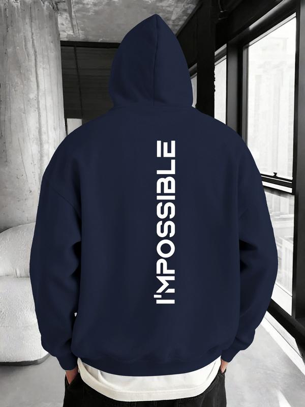 Men's Hooded Sweatshirt I'mpossible Vertical Print, Casual Streetwear ...
