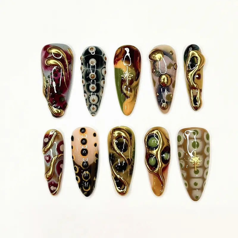 coffin emerald green nails - TikTok Shop