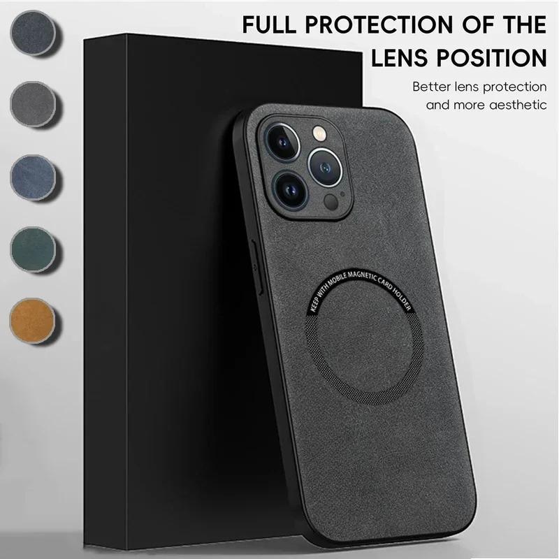 Magnetic Leather Case for IPhone 17 Ip17 Air 17promax 15 16 Pro Max 14 ...