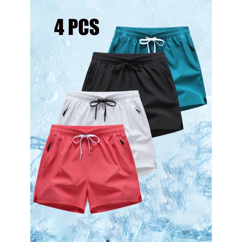 4PCS Men's Quick-Dry Athletic Shorts - Breathable Lightweight Gym ...