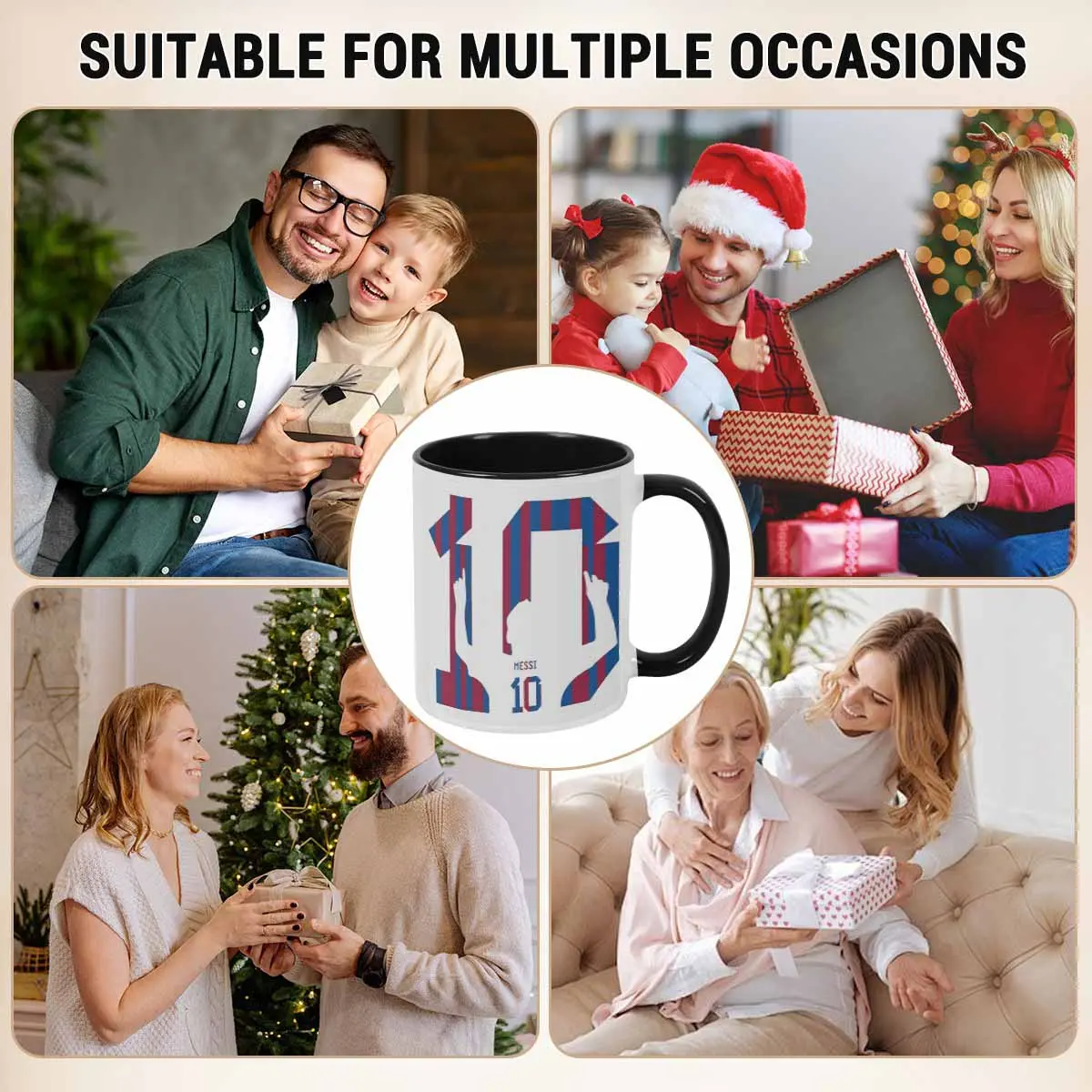 Number Ten Striped Art Mug (11oz/15oz) Red Blue Minimalist Silhouette ...