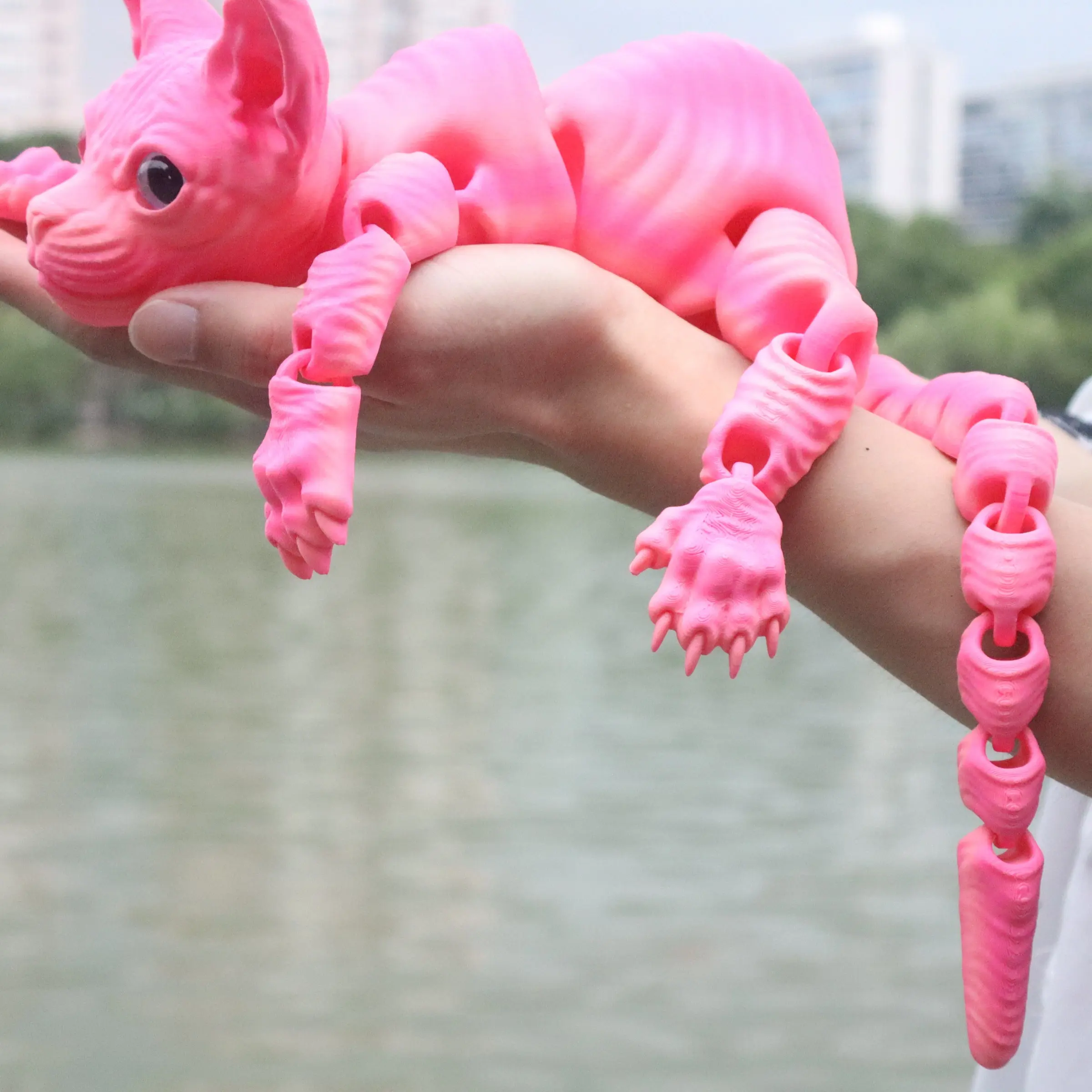 Realistic 3D Printed Hairless Cat Desktop Statue, Lifelike Decorative ...