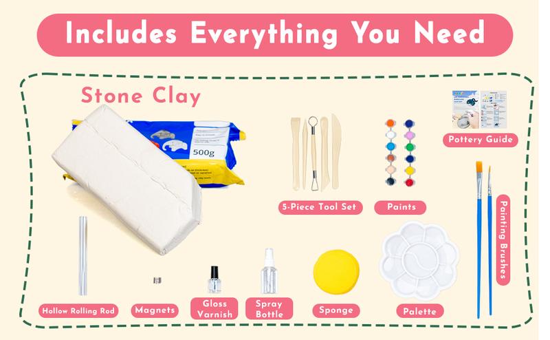 Fadchoi Air Dry Clay Pottery starter Kit ,Beginners Home Pottery Kit ...