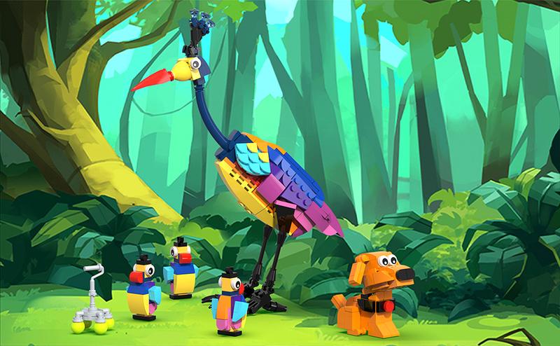 Kevin Birds and Dug Dog Building Blocks, with Three Mini Birds Set ...