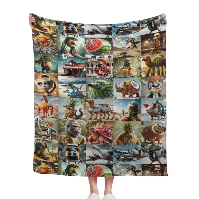Italian Brainrot Meme Collection 50x60 Inch Flannel Blanket | Hilarious ...