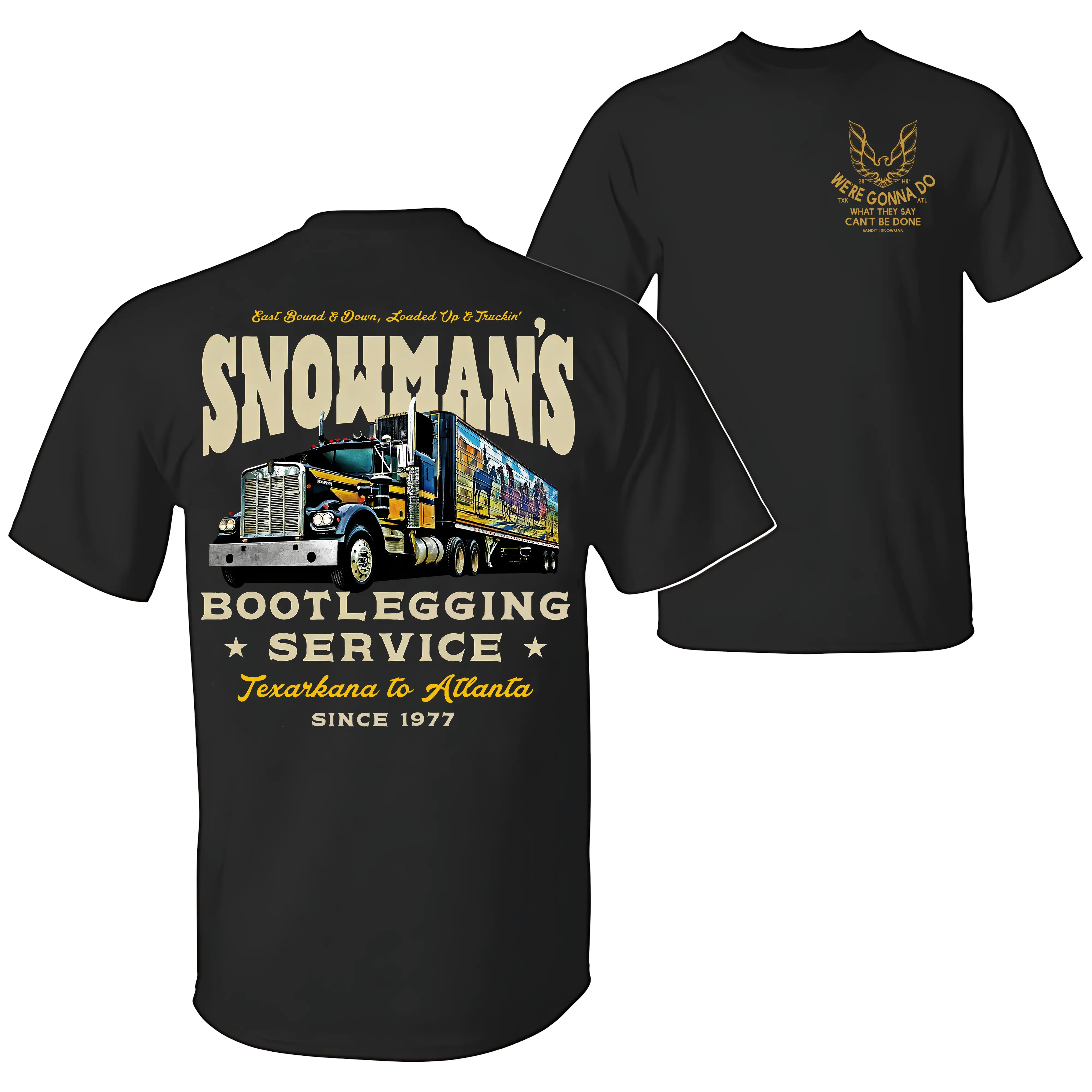 Snowman's Bootlegging Service 2-Side T-Shirt, Smokeyy and The Bandiit ...