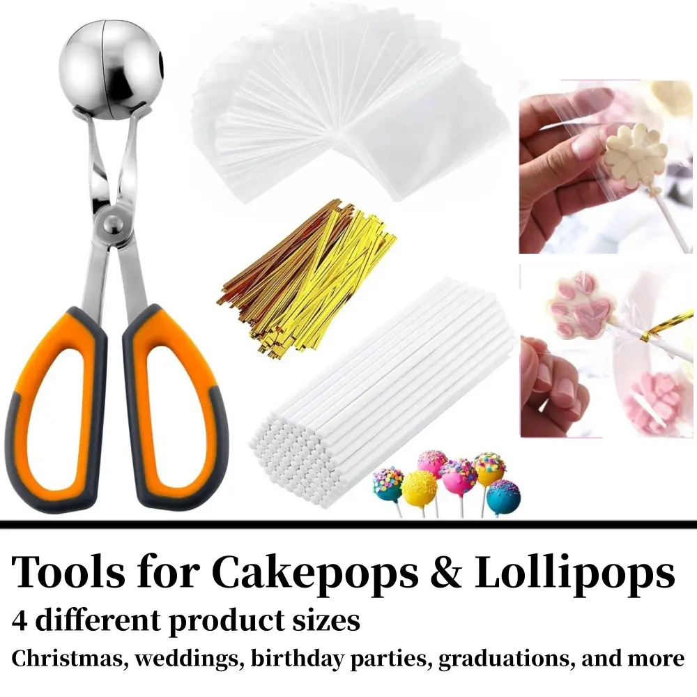 Lollipop Cake Pop Treat Bag Kit, Including 100Pcs Cake Pop Sticks ...