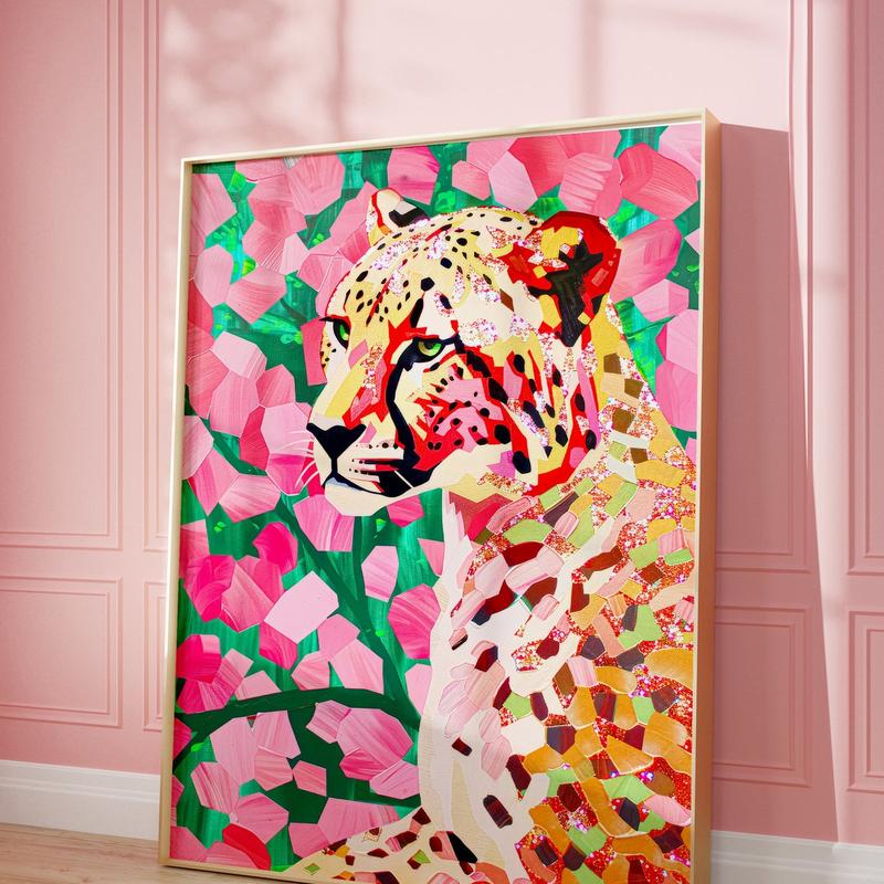 Pink Cheetah Wall Art - Preppy Leopard Print, Poster Unframed - 5 size ...