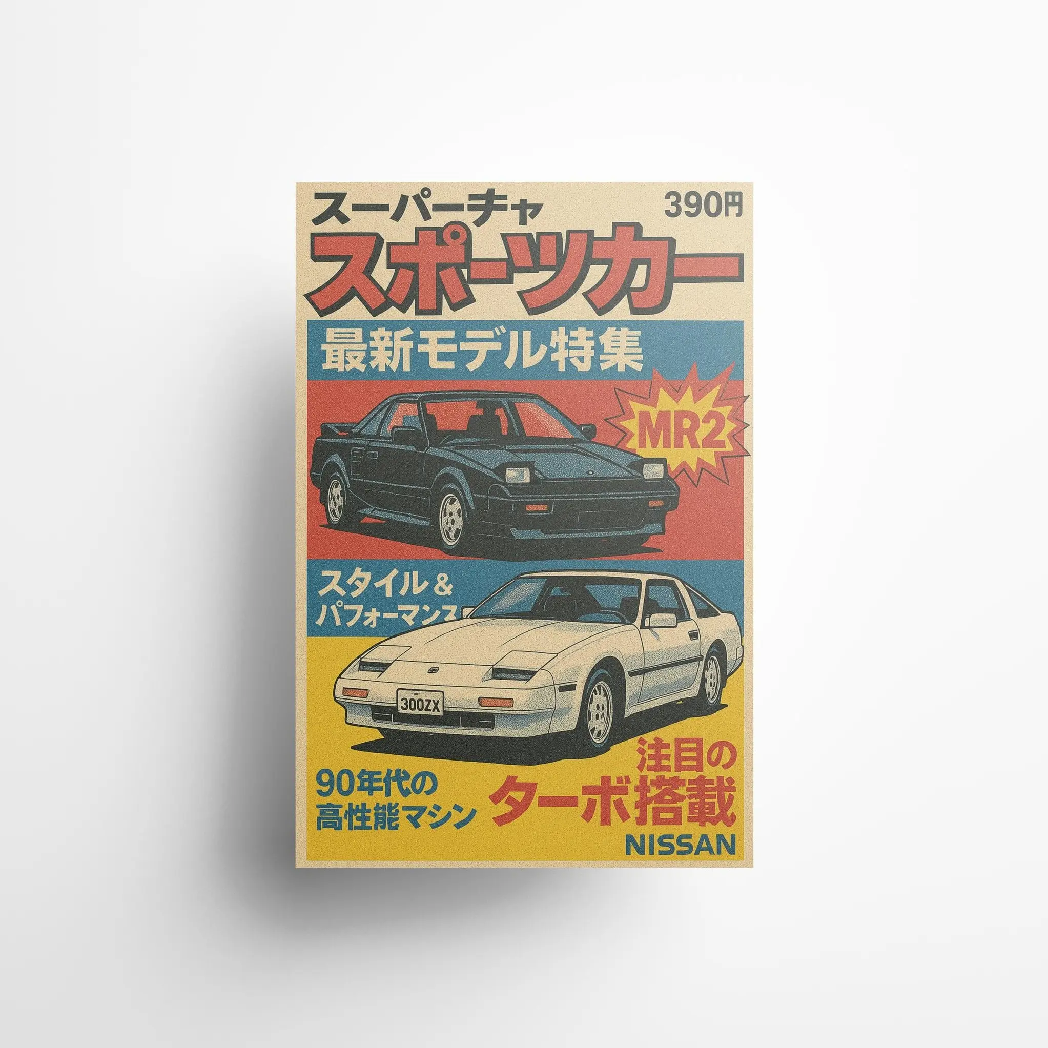 Retro JDM Car Poster – Toyota MR2 & Nissan 300ZX | Vintage Japanese ...