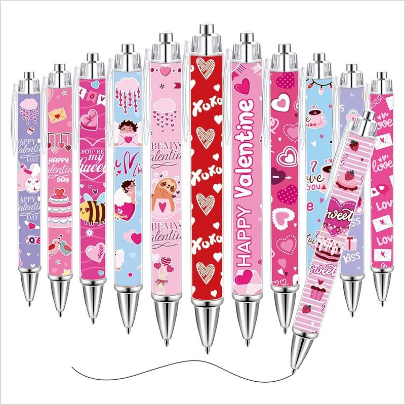 12/24pcs Valentines Day Pens Bulk Valentine Gift Pen Set Heart Pens ...