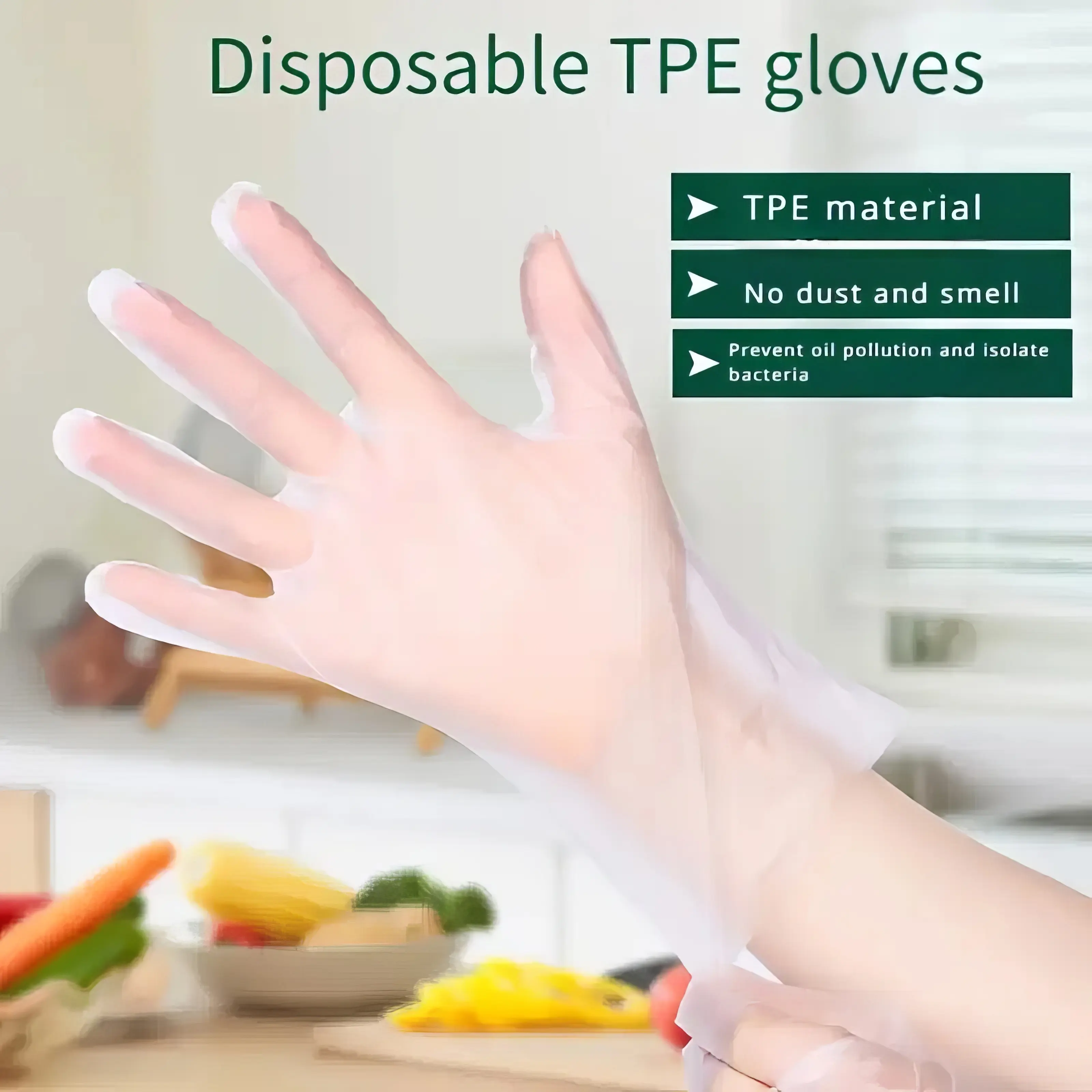 Super Grip Disposable TPE Gloves 100 PCS - Non-Slip, Latex-Free for ...