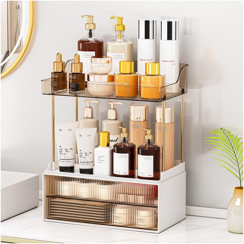 7CODE 4-Tier 2-Drawer Bathroom Organizer with Makeup, Perfume, and ...