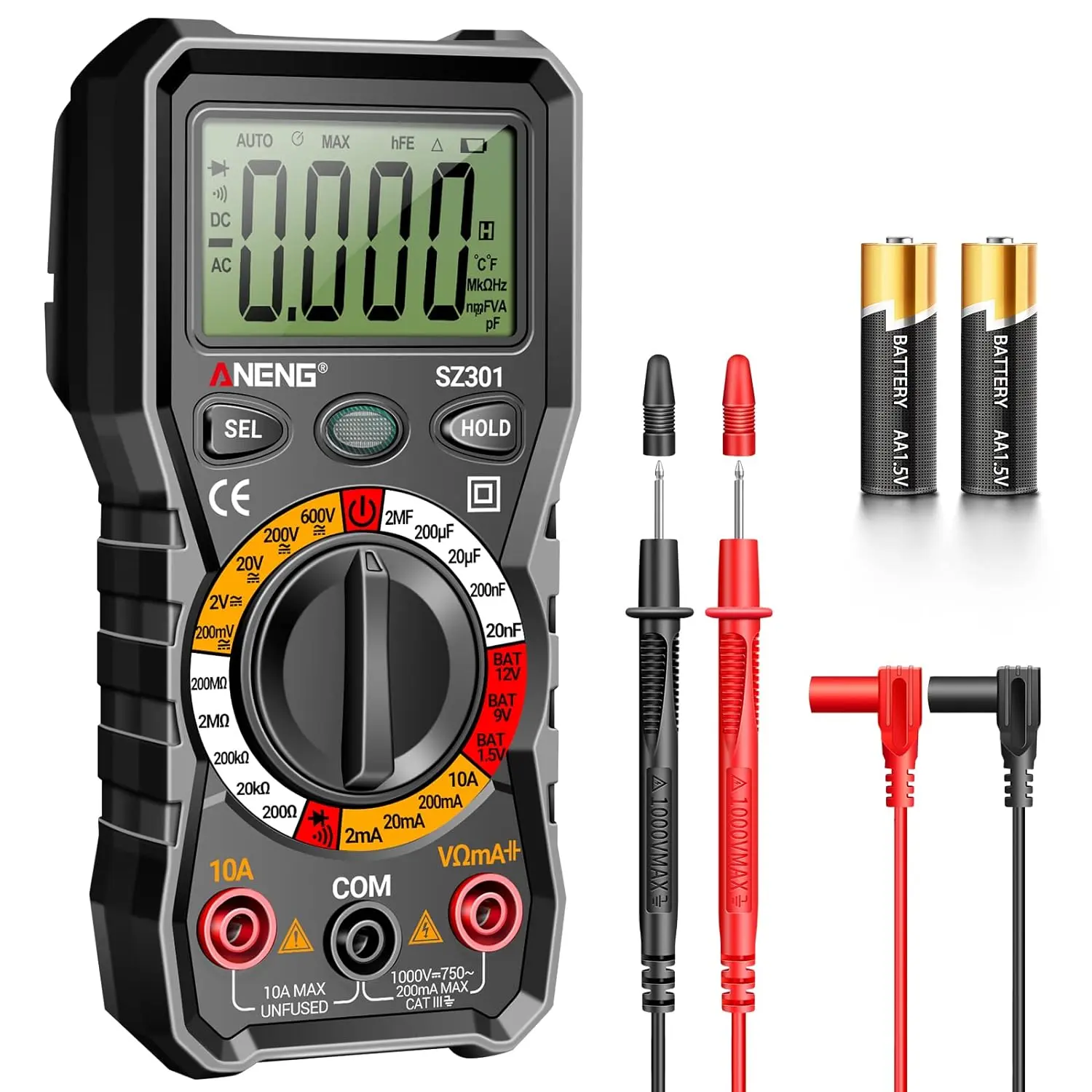 Digital Multimeter with Case,DC AC Voltmeter,Ohm Volt Amp Meter ...