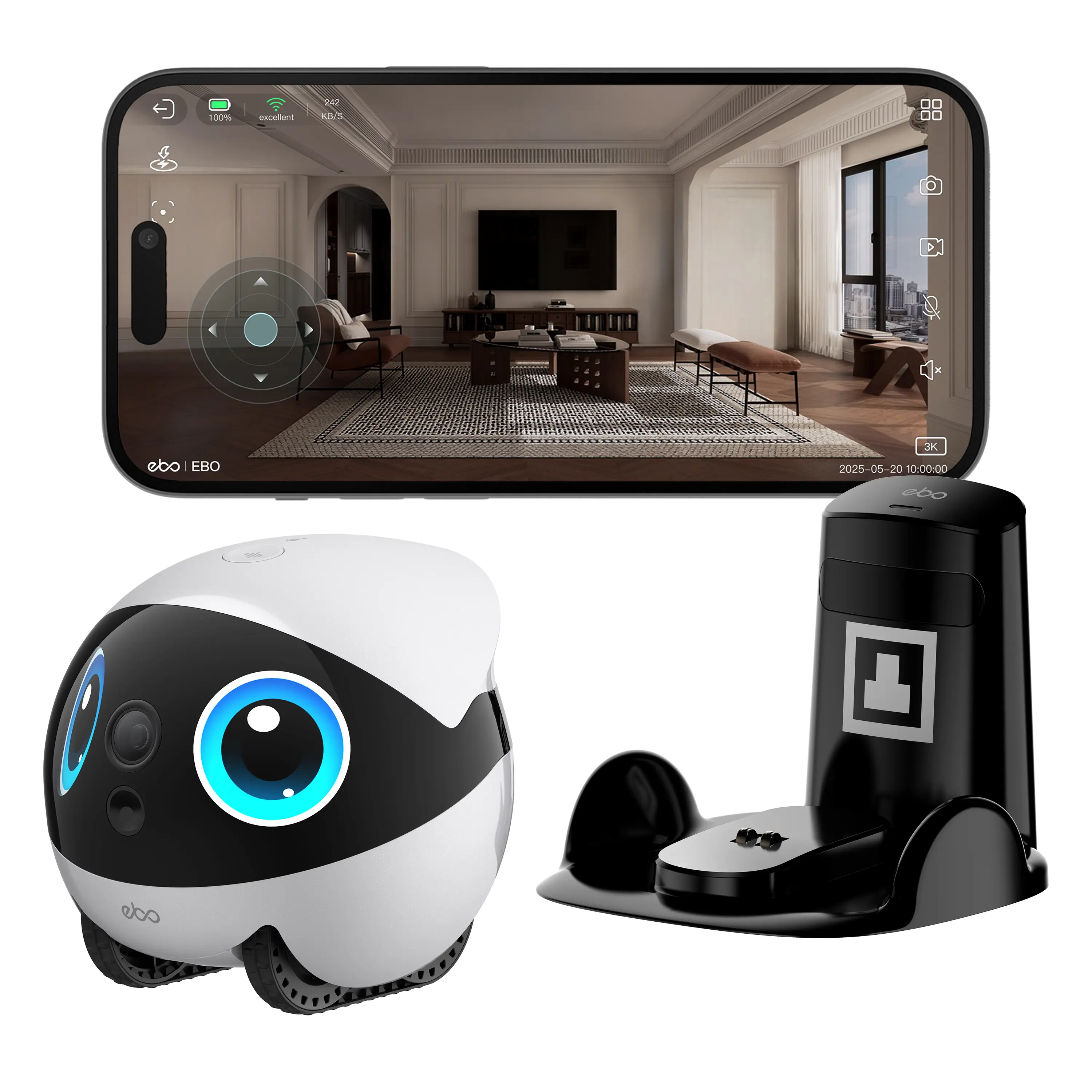 EBO Air2 Plus Smart Home Robot: AI Companion with 3K Camera, Auto ...