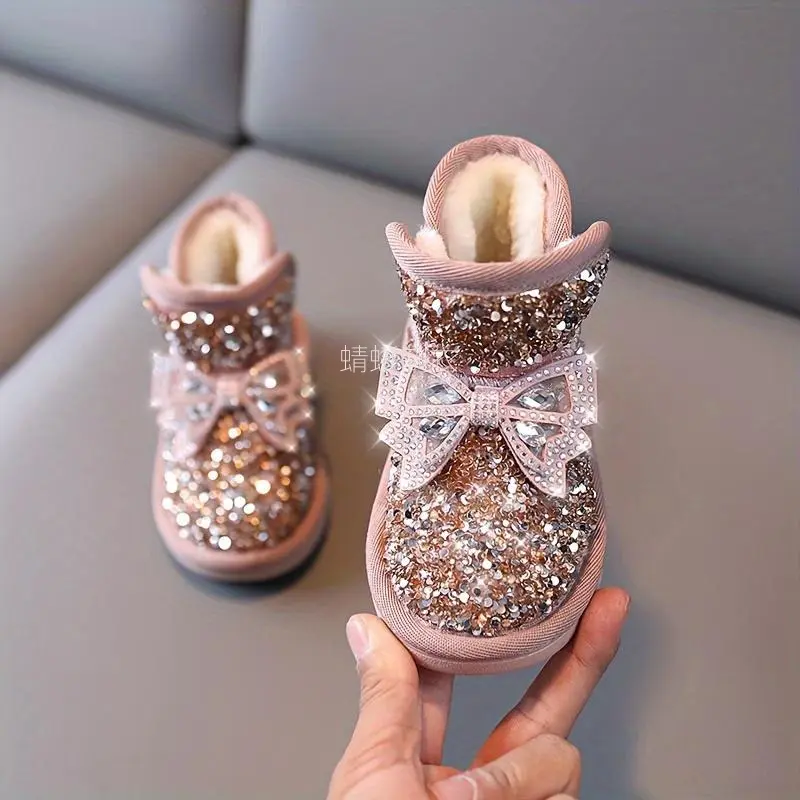 NewGirls' Sparkling Star Glitter Princess Snow Boots - Winter Warm ...