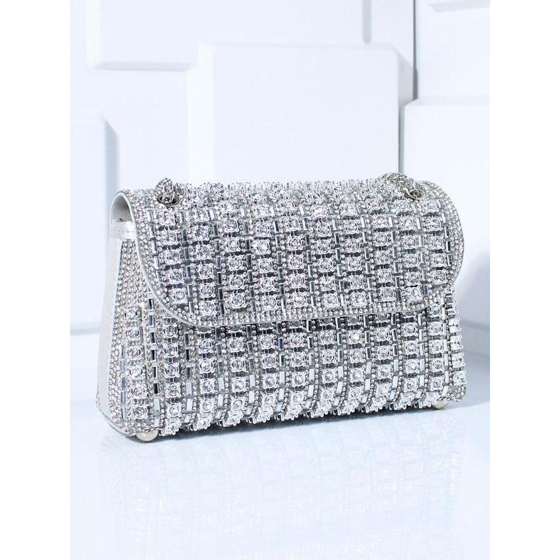 Glamorous Rhinestone Decorated Evening Bag, Elegant Solid Color Purses ...