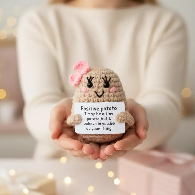 Cute Positive Potato Crochet Doll, 1 Count Mini Funny Positive Potato ...