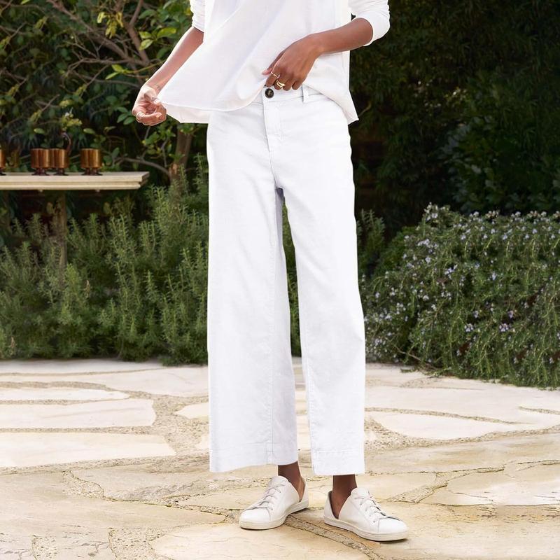 Cropped Linen Pants for Women Spring Summer Straight Leg Slacks Casual ...