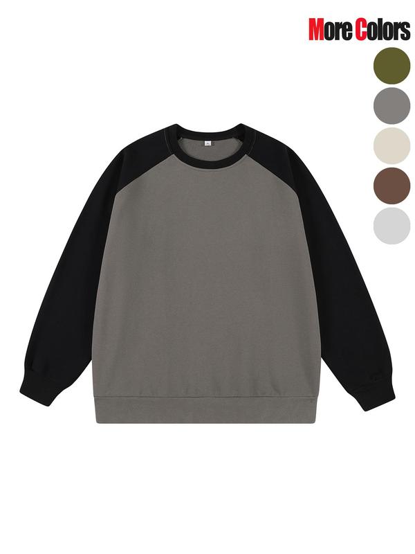 Men's Colorblock Raglan Sleeve Sweatshirt, Casual Loose Long Sleeve ...