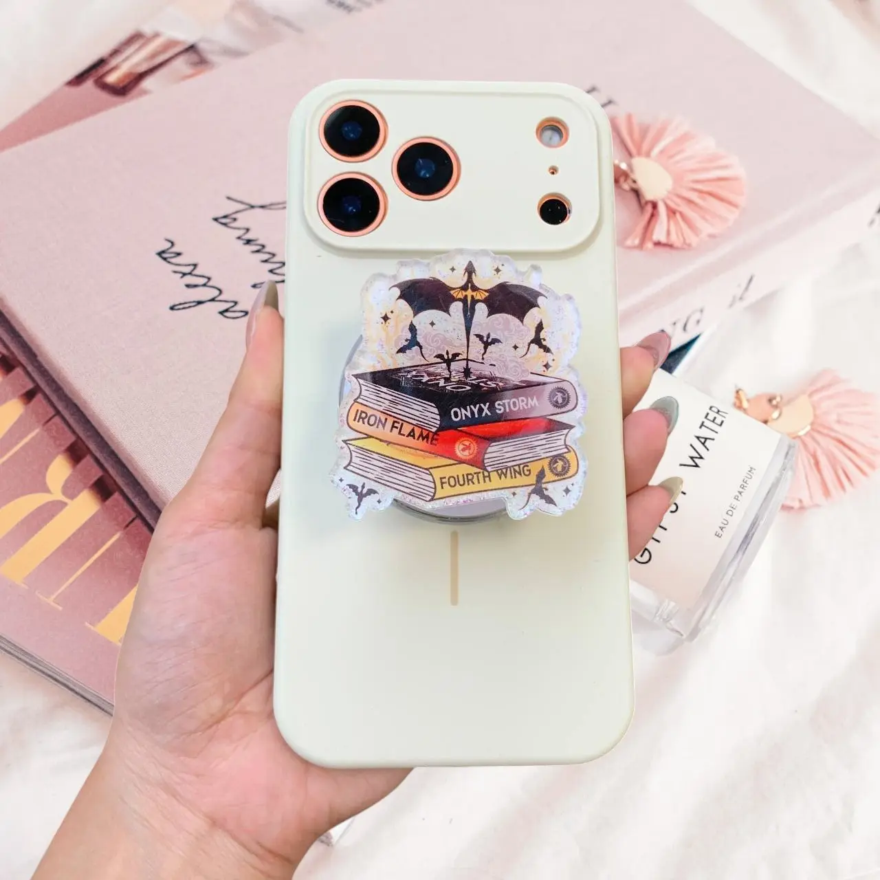 Glitter Dragon Rider Fantasy Books Phone Grip Clear Acrylic Griptok ...