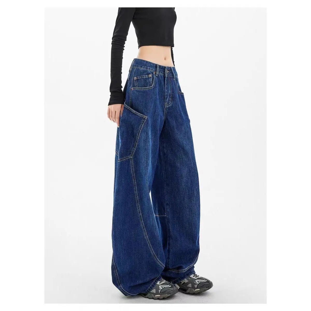 Trendy Dark Wash Ultra Wide Leg Jeans - Women's Baggy Denim - TikTok Shop