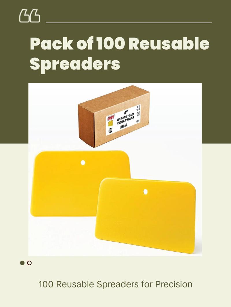 4" Reusable Plastic Spreader - Auto Body Filler Yellow Spreaders (Pack ...