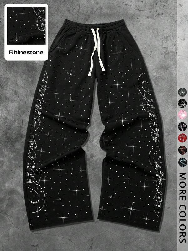 Unisex Rhinestone Starry Sky Sweatpants, Streetwear Fashion, Trendy ...