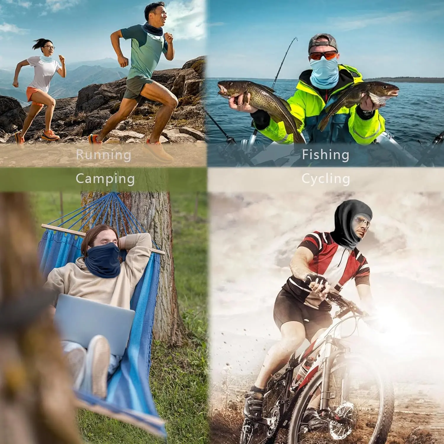 6 Pack Cooling Gaiter Cover Mask Summer Breathable Dust UV Bandana ...