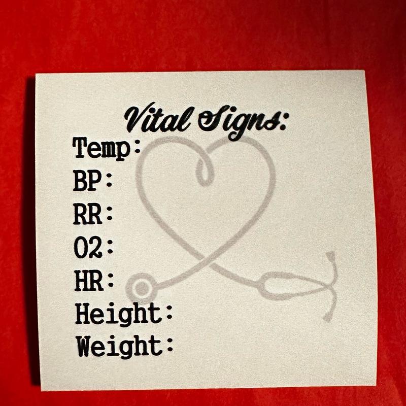 Vital Signs Sticky Notes for Nurses w/ height and weight! - 50 Sheets ...