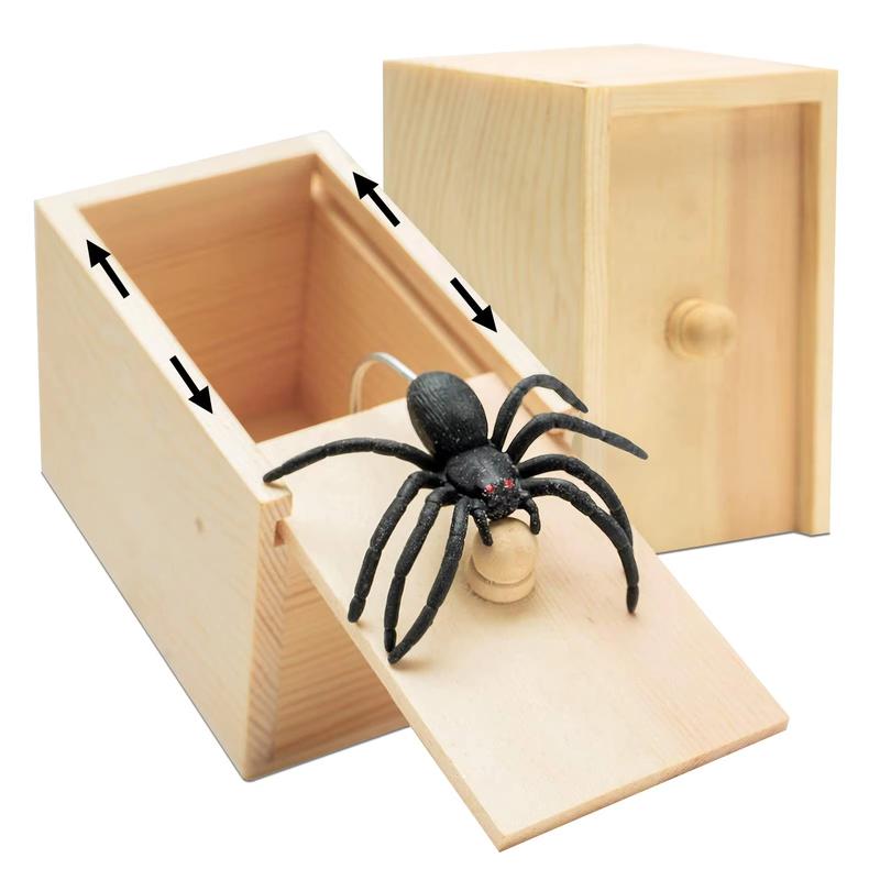 Spider Prank Box Epic Wooden Gag Box with Realistic Rubber Spider for ...
