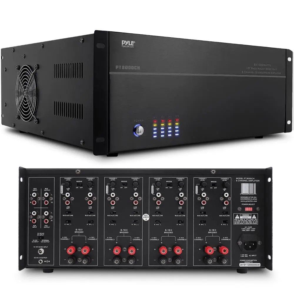 8-Zone Stereo Amplifier 8000W Rack Mount LED Display | Multi-Zone Audio ...