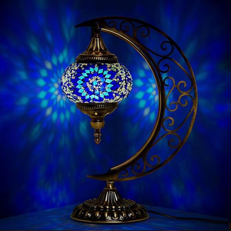 Turkish Lamp Turkish Moon Lamp Moroccan Stained Table Light Bohemian ...