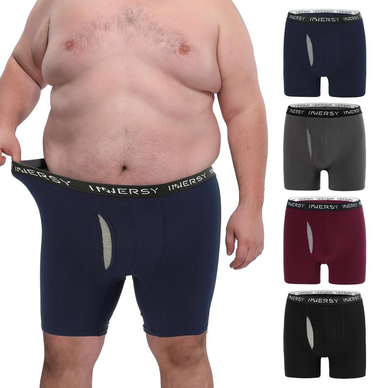 Men's Cotton Plus Size XL-5XL Boxer Briefs 4 Pack casual breathable ...