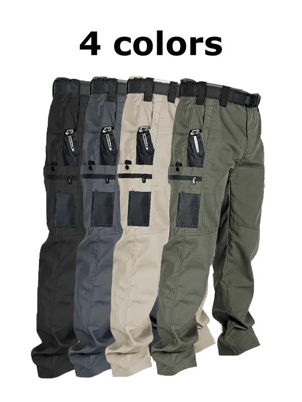 Men's solid color printed pocket zipper waterproof tactical work pants ...