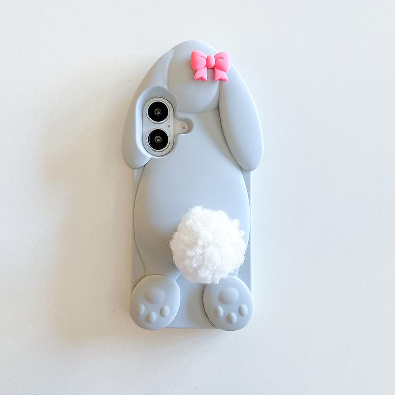 Cute Cartoon Benny Rabbit Hairball Tail Holder Phone Case Soft Silicone ...