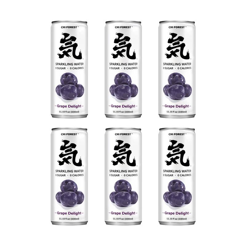 Chi Forest Sparkling Water, Black Grape Flavor, 330ml Cans (6-Pack ...
