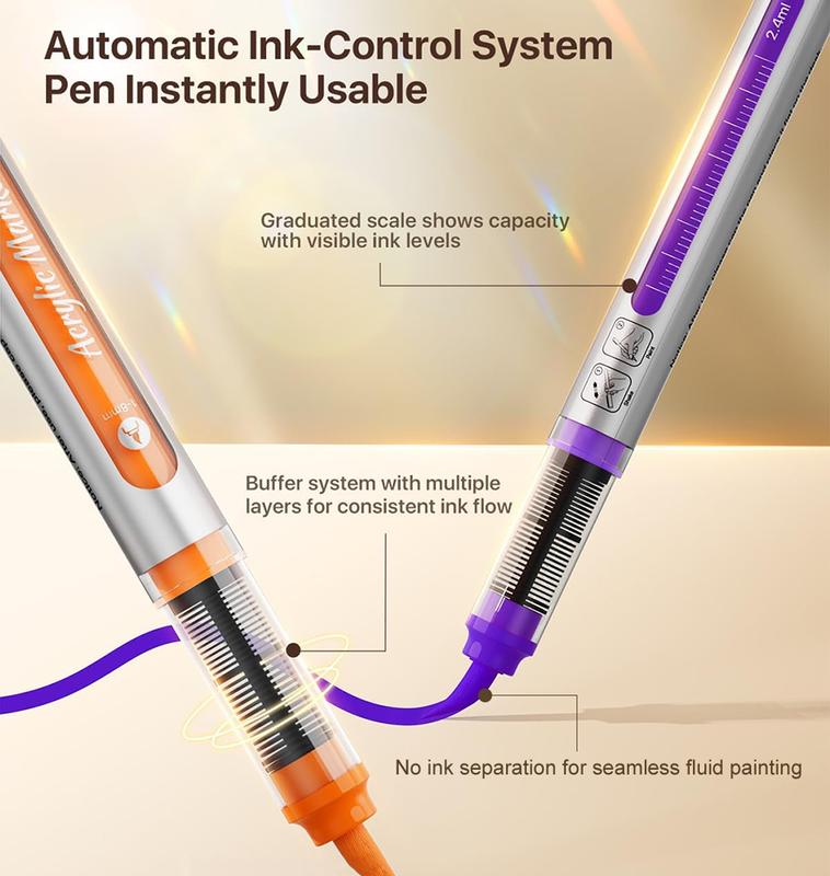 [JusArt] 48 Colors Acrylic Paint Markers Set (Painting Bag), Water ...