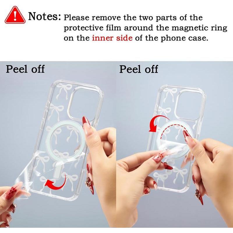 Case suitable for iPhone 17 16 15 14 13 Pro Max Plus Clear Cute Ribbon ...