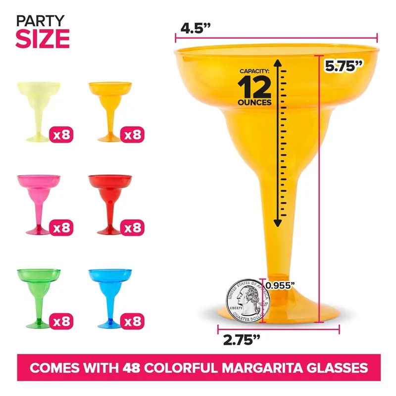 Stock Your Home Multicolor Plastic Margarita Glasses Disposable (Set of ...