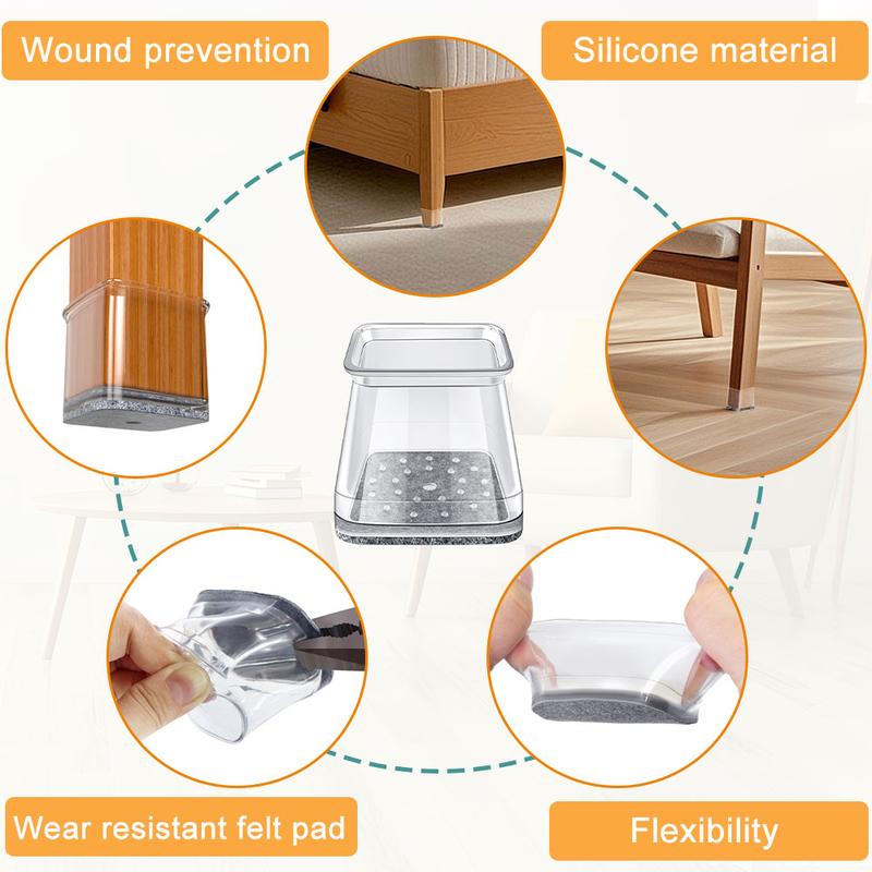【MoraHome】24 Pcs Square Chair Leg Floor Protectors, Felt Furniture Pads ...