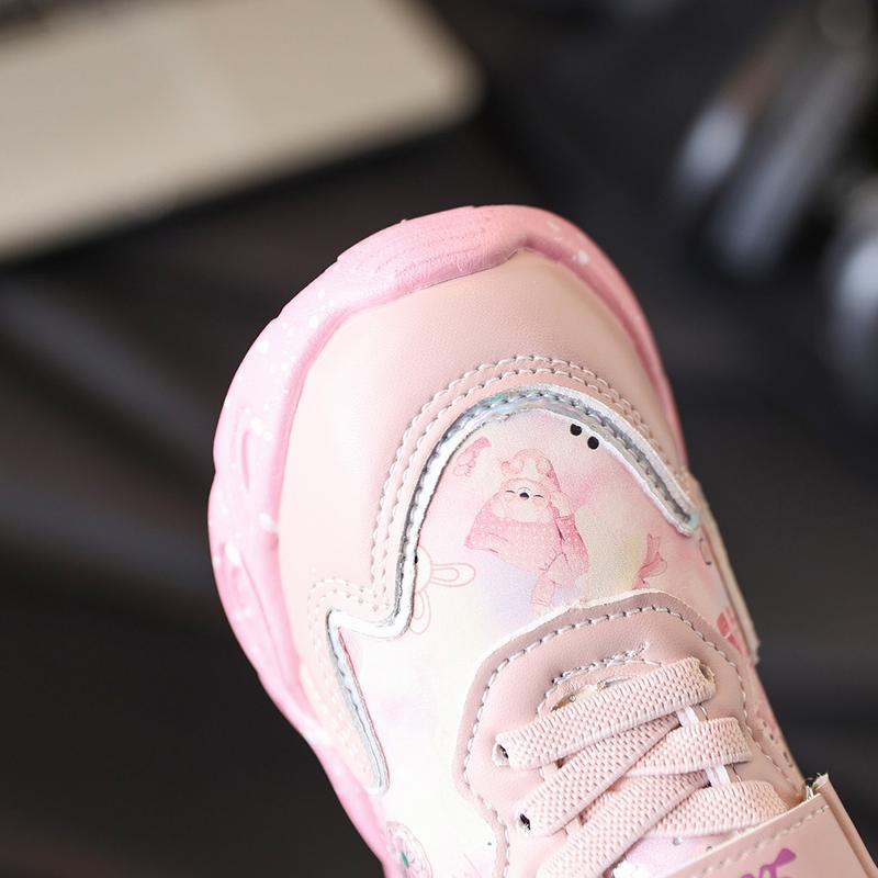 Kids Casual Shoes Girls Cartoon Breathable Non-Slip LED Light Sneakers ...