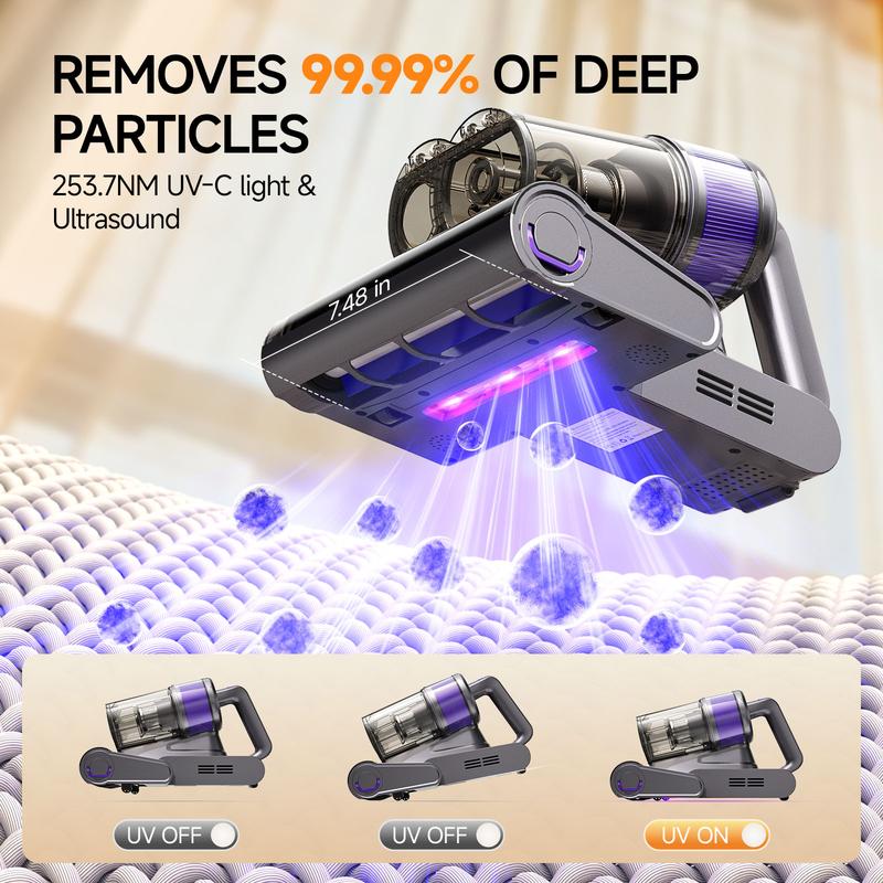 FEPPO Upgraded Mattress Vacuum Cleaner with UV-C Light & 149℉ Hot Air ...